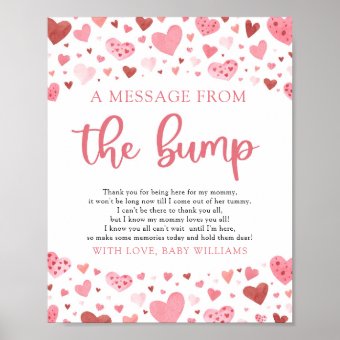 Valentine A Message From The Bump Baby Shower Sign | Zazzle