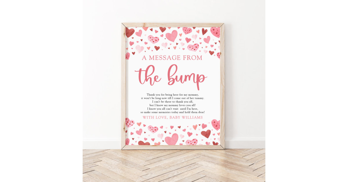 Valentine A Message From The Bump Baby Shower Sign | Zazzle