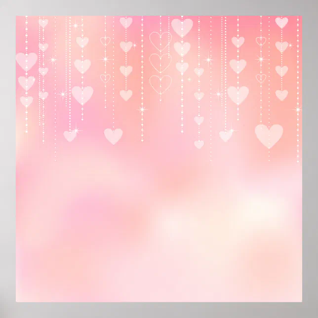 Valentine background bokeh hearts poster | Zazzle