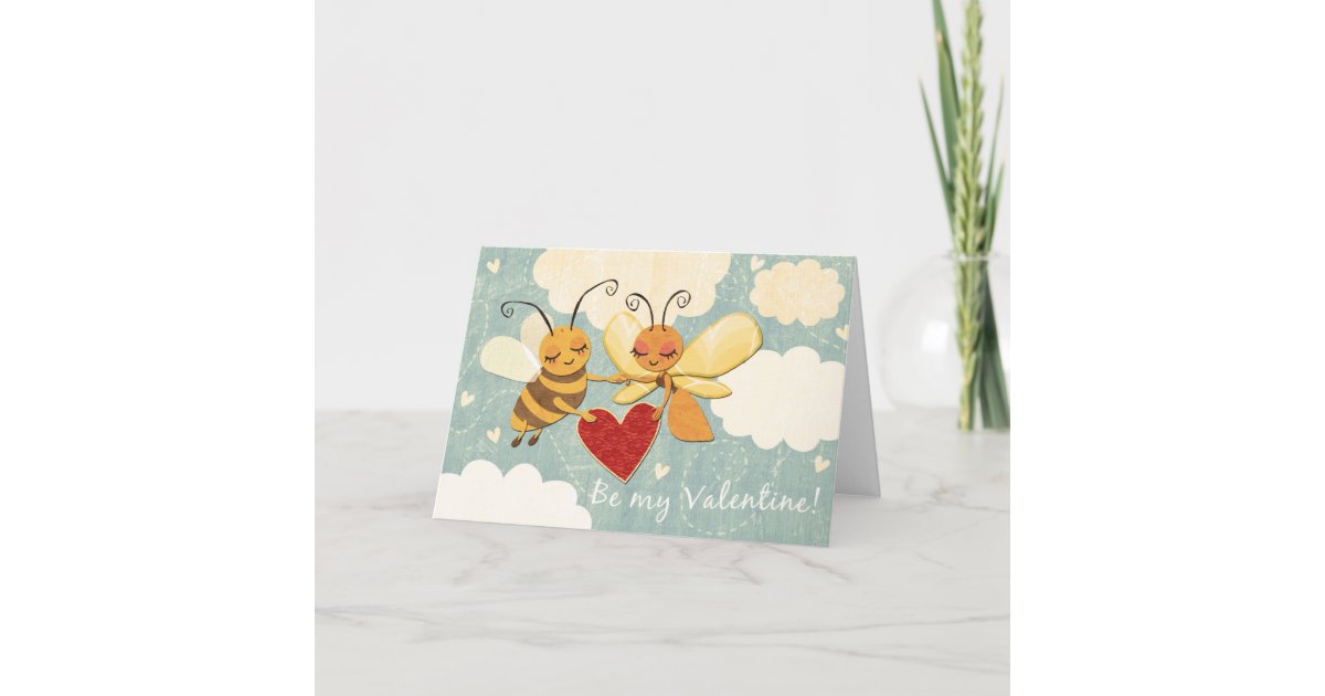 Valentine Bee & Butterfly Greeting Card | Zazzle