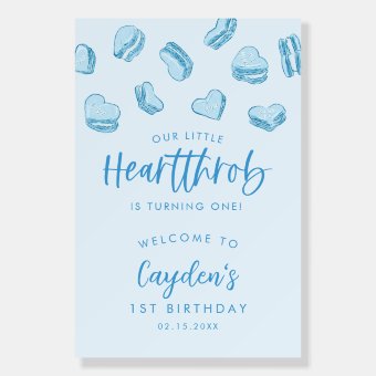 Valentine Blue Hearts Birthday Welcome Sign | Zazzle