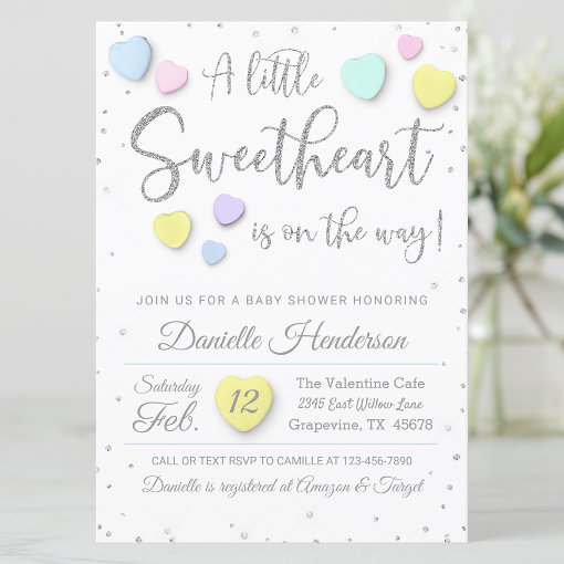 Valentine Candy Hearts Baby Shower Invitation | Zazzle