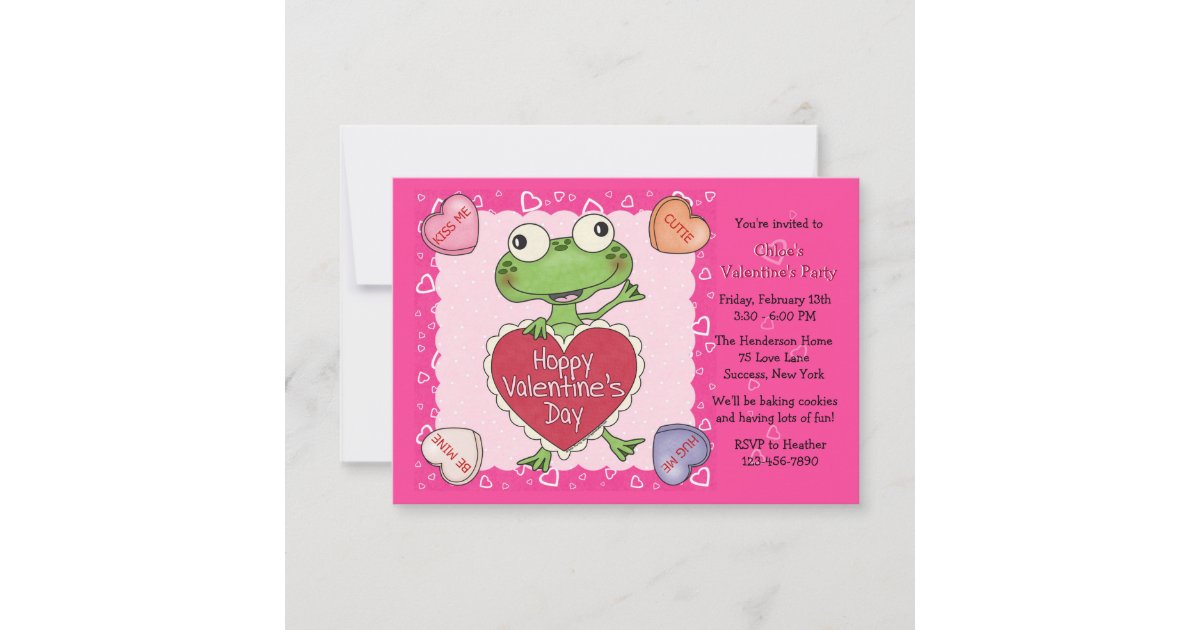 Valentine Candy Hearts Kid's Valentine Party Invitation | Zazzle