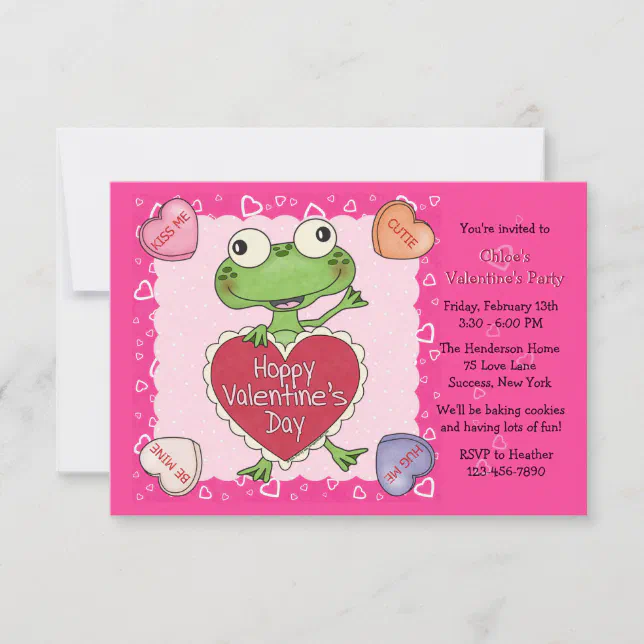 Valentine Candy Hearts Kid's Valentine Party Invitation | Zazzle
