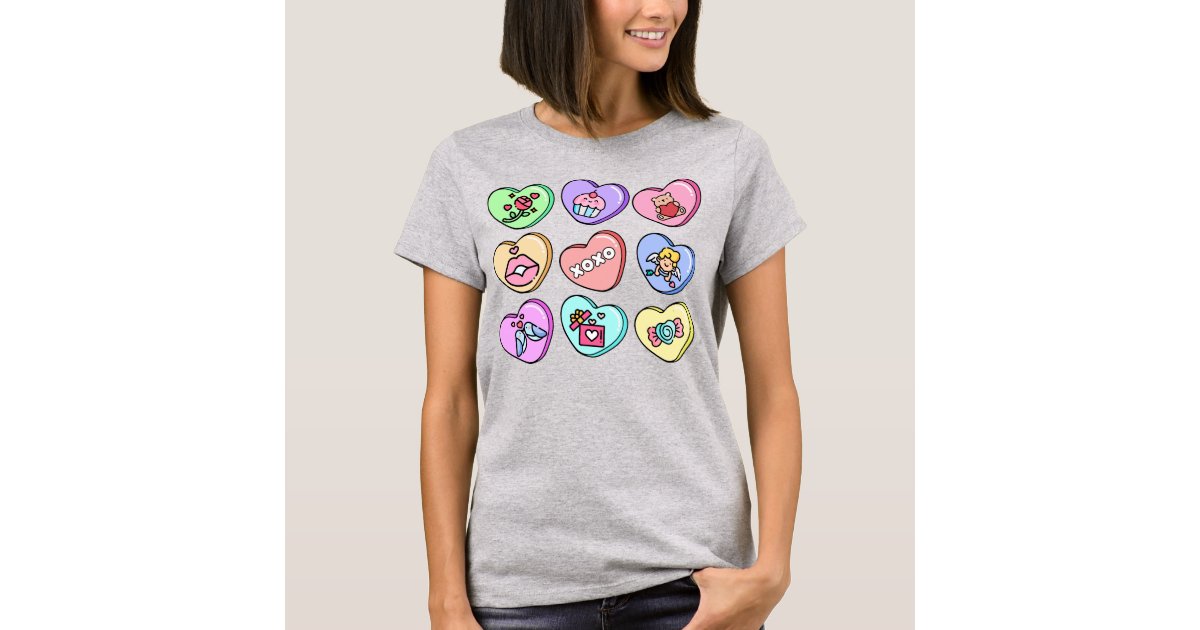 Valentine Candy Hearts T-Shirt | Zazzle