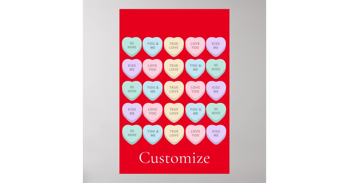 Valentine Candy Hearts Thunder_Cove Poster | Zazzle