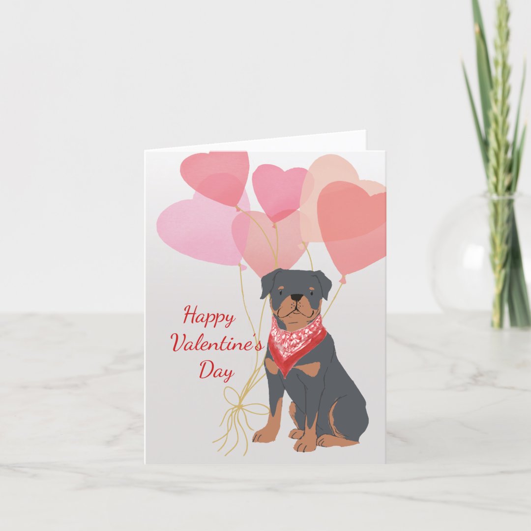 Valentine Card from your Rottweiler Heart Balloons | Zazzle