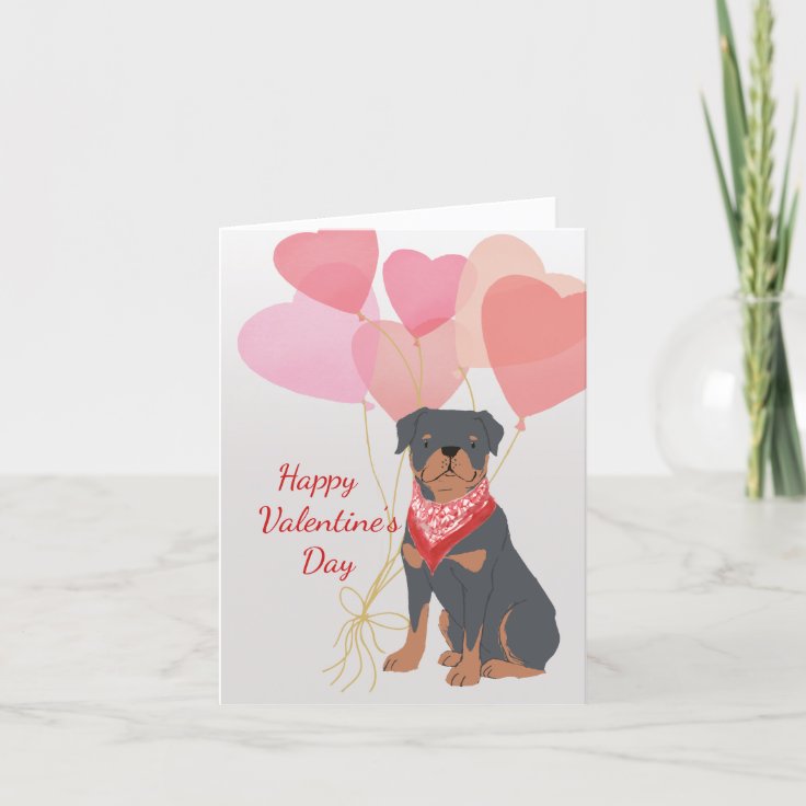 Valentine Card from your Rottweiler Heart Balloons | Zazzle