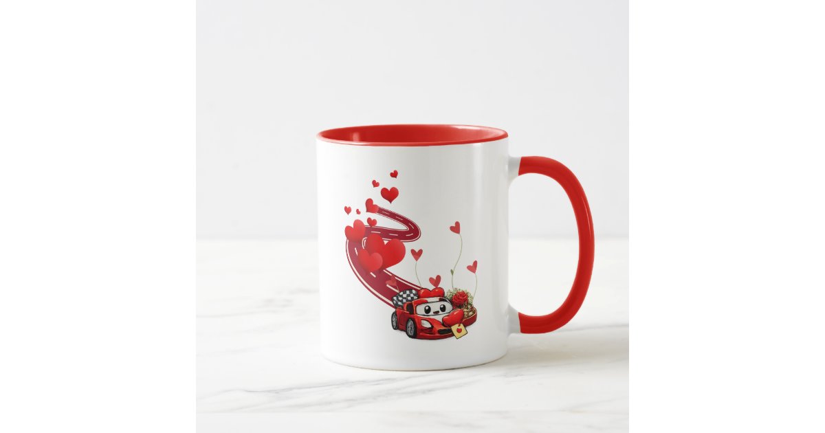 Valentine Celebration Racer Design Cute Mug | Zazzle