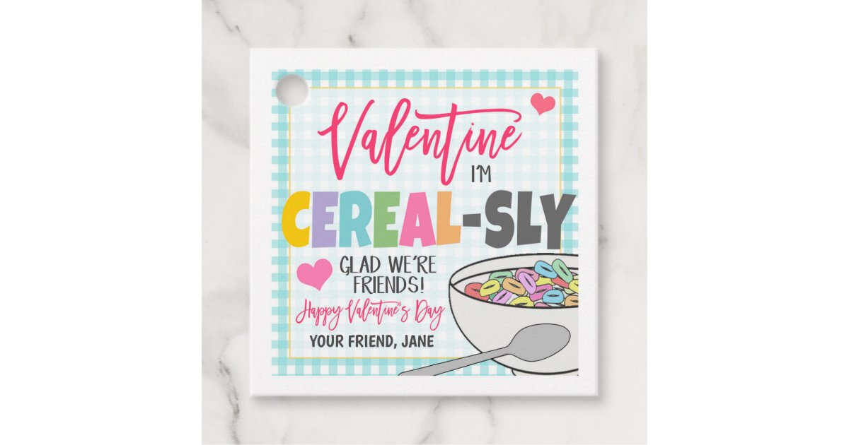 Valentine Cereal Gift Tag | Zazzle