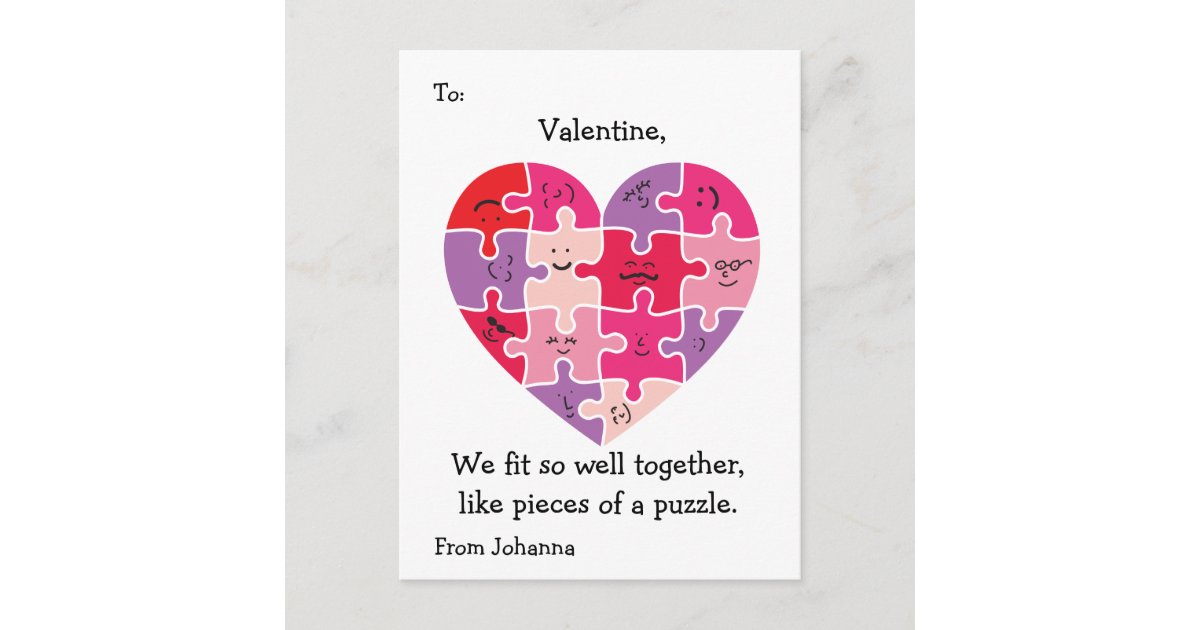 Valentine Classroom Cards Autism Heart | Zazzle