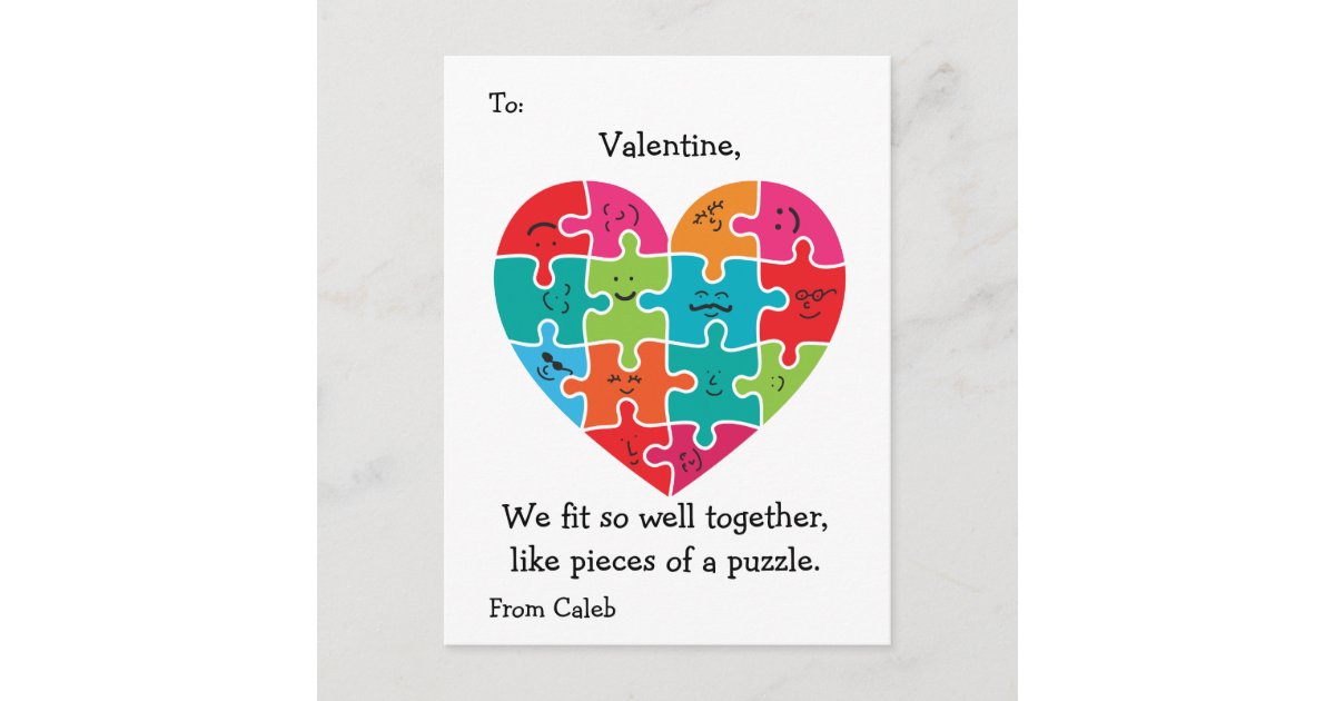 Valentine Classroom Cards Kids Autism Heart | Zazzle