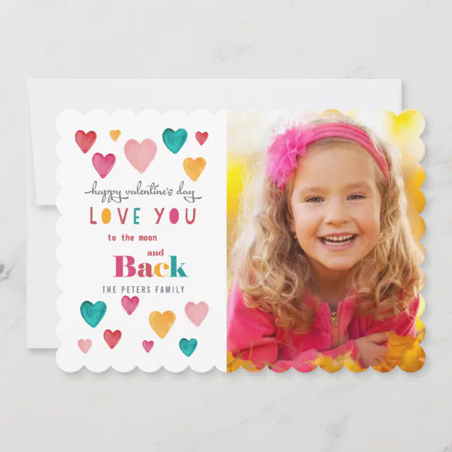 Valentine Colorful Bright Hearts | Photo Card | Zazzle