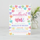 Valentine Conversation Hearts 1st Birthday Invitation | Zazzle