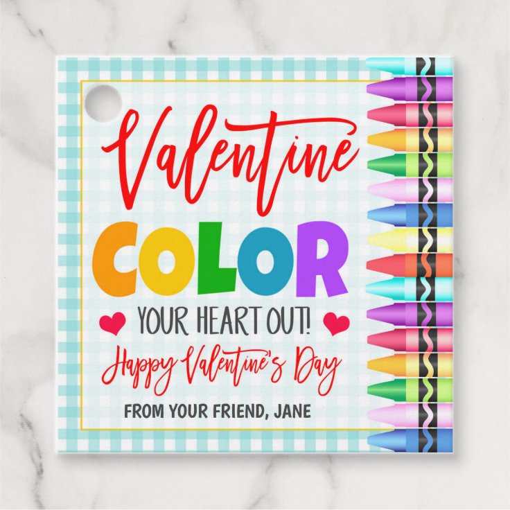 Valentine Crayon Gift Tag | Zazzle
