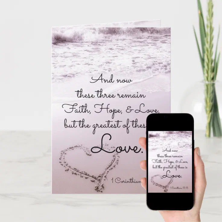 Valentine' Day 1 Corinthians 13:13 Ocean Beach Holiday Card | Zazzle