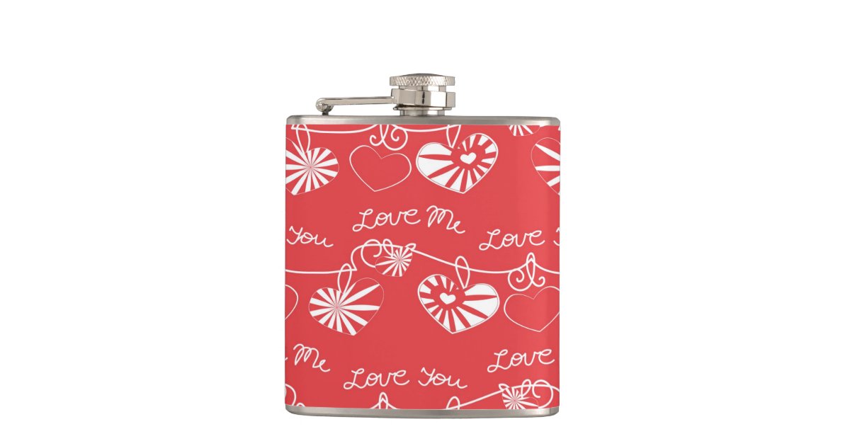 Valentine Day Background Hip Flask | Zazzle