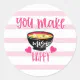valentine day pun you make miso happy classic round sticker | Zazzle