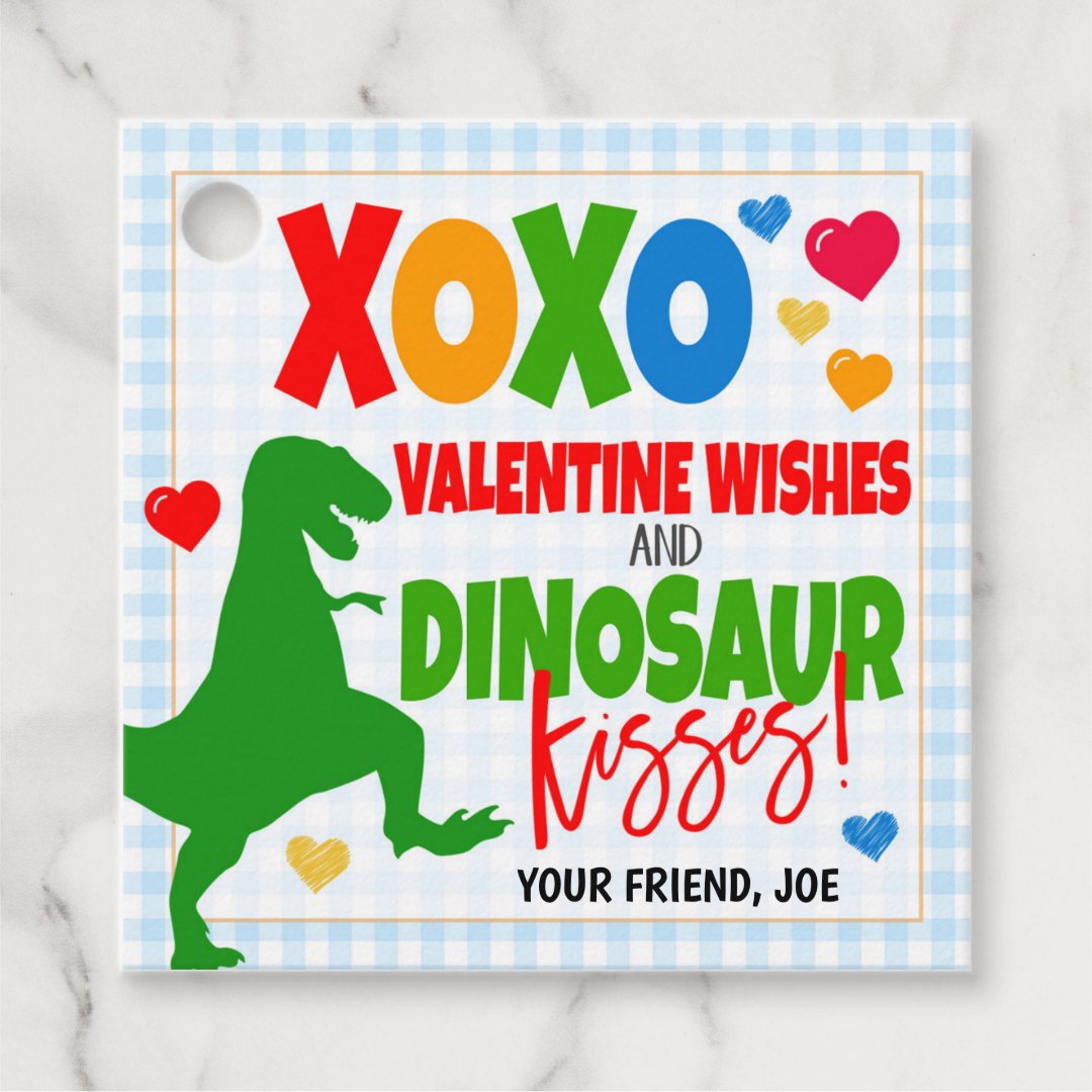 Valentine Dinosaur Gift Tag | Zazzle