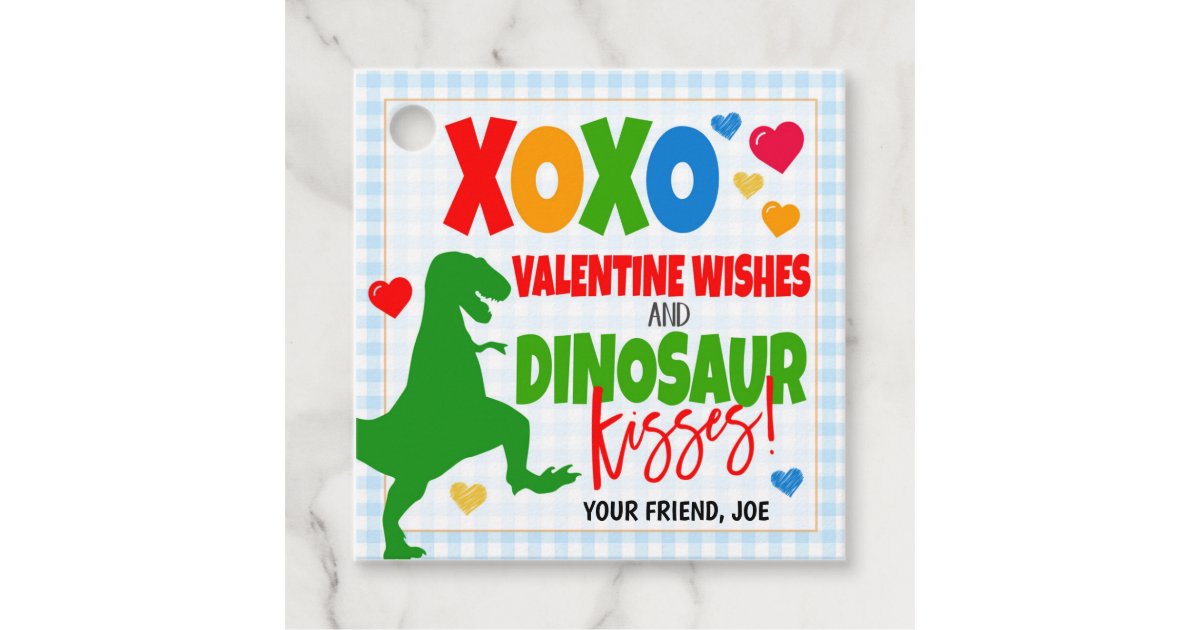 Valentine Dinosaur Gift Tag | Zazzle