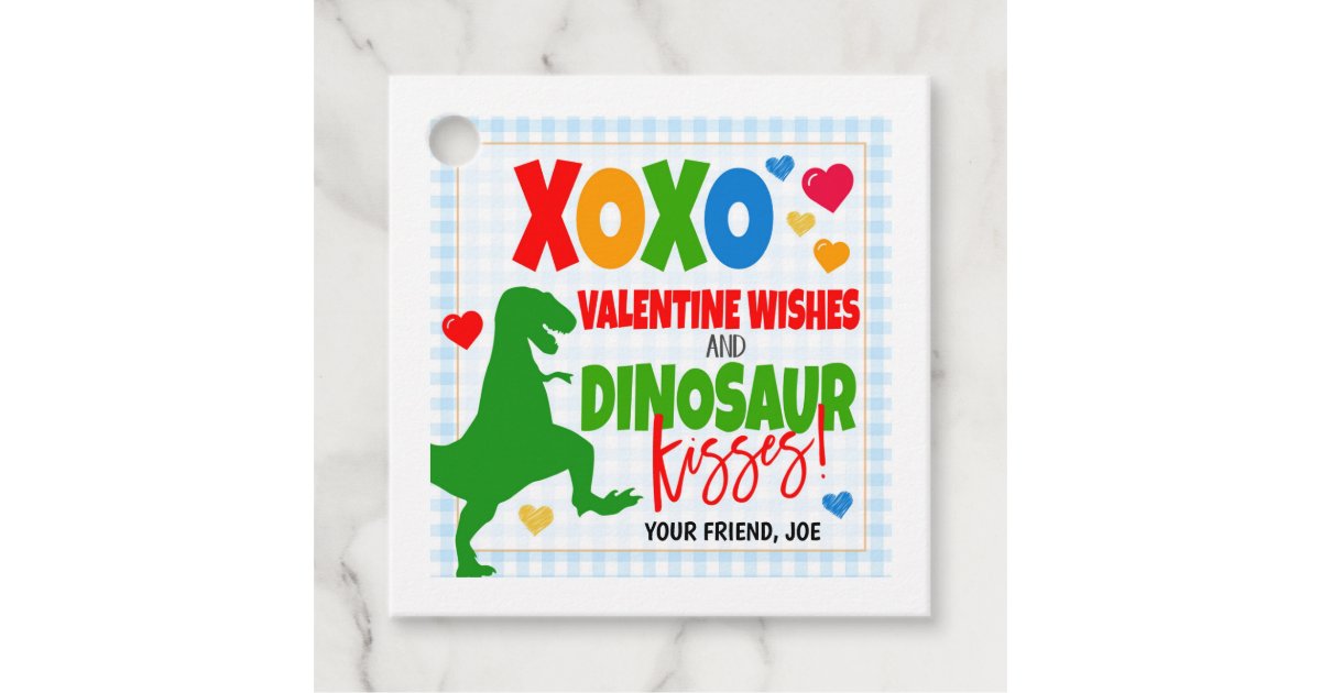 Valentine Dinosaur Gift Tag | Zazzle