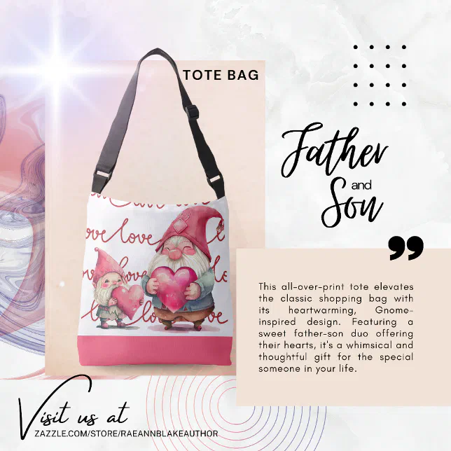 Valentine Father & Son Gnome Hearts Tote Bag | Zazzle