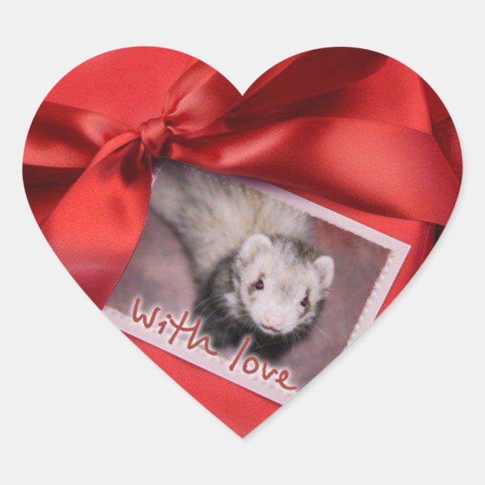 Valentine Ferret Heart Stickers | Zazzle.com