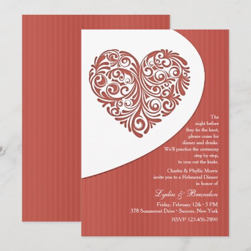 Valentine Filigree Rehearsal Dinner Invitation | Zazzle