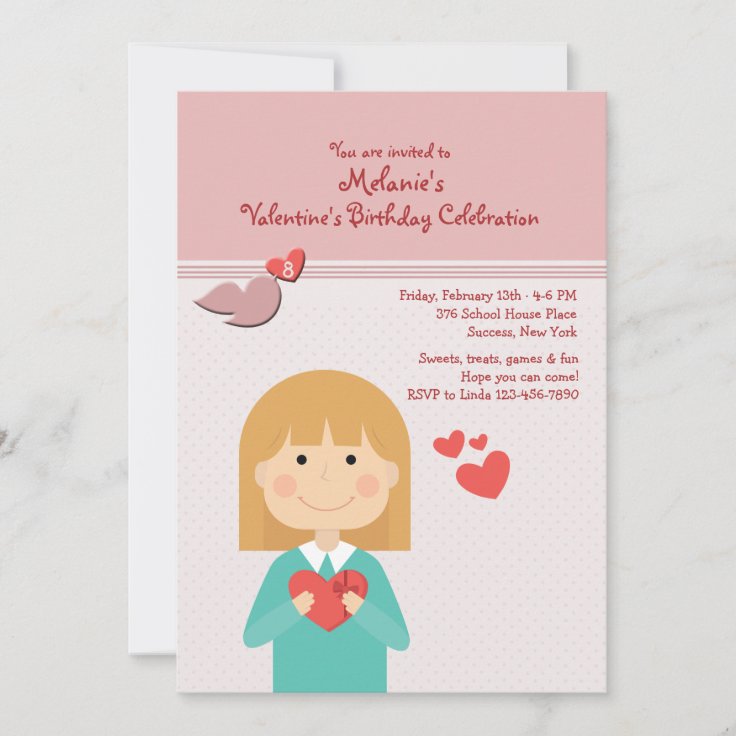 Valentine Girl Birthday Party Invitation | Zazzle