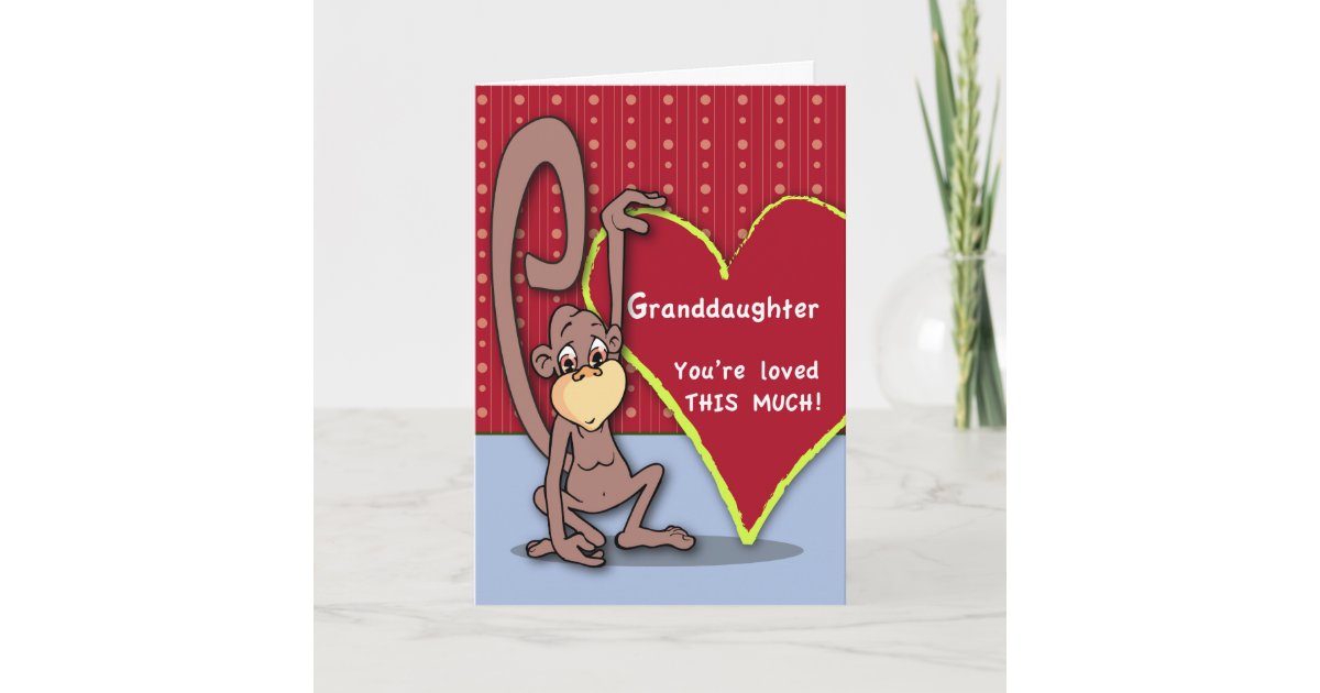 Valentine Granddaughter Cute Monkey Holiday Card | Zazzle