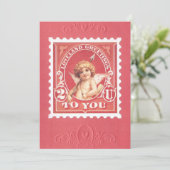 Valentine Greetings Cupid Red Stamp Card | Zazzle