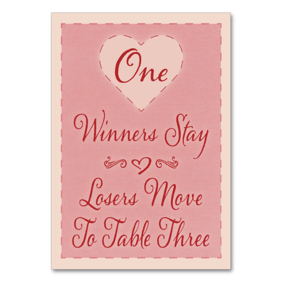 Valentine Heart Bunco Table Card #1 | Zazzle
