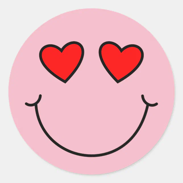 Valentine Heart Eyes Emoji Classic Round Sticker | Zazzle