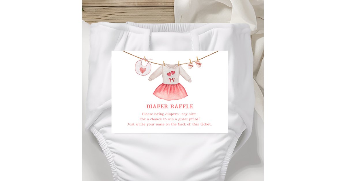 Valentine Heart Girl Baby Shower Diaper Raffle Enclosure Card | Zazzle