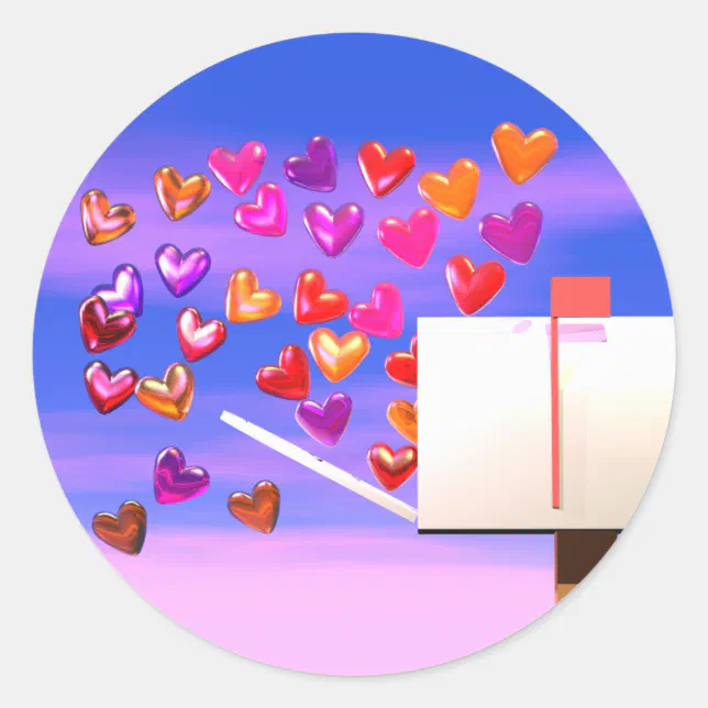 Valentine Heart Mail Classic Round Sticker | Zazzle