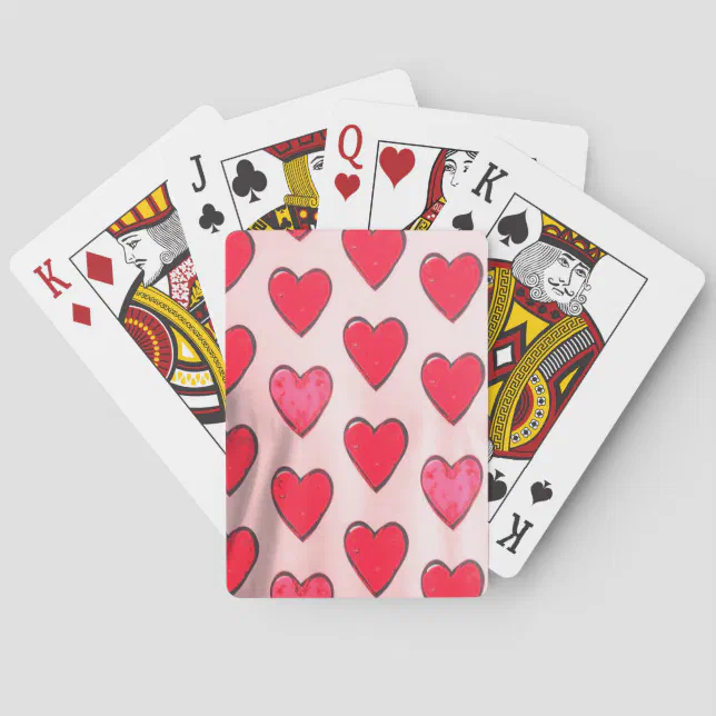 Valentine Hearts on Deck of Classic Playing Cards | Zazzle