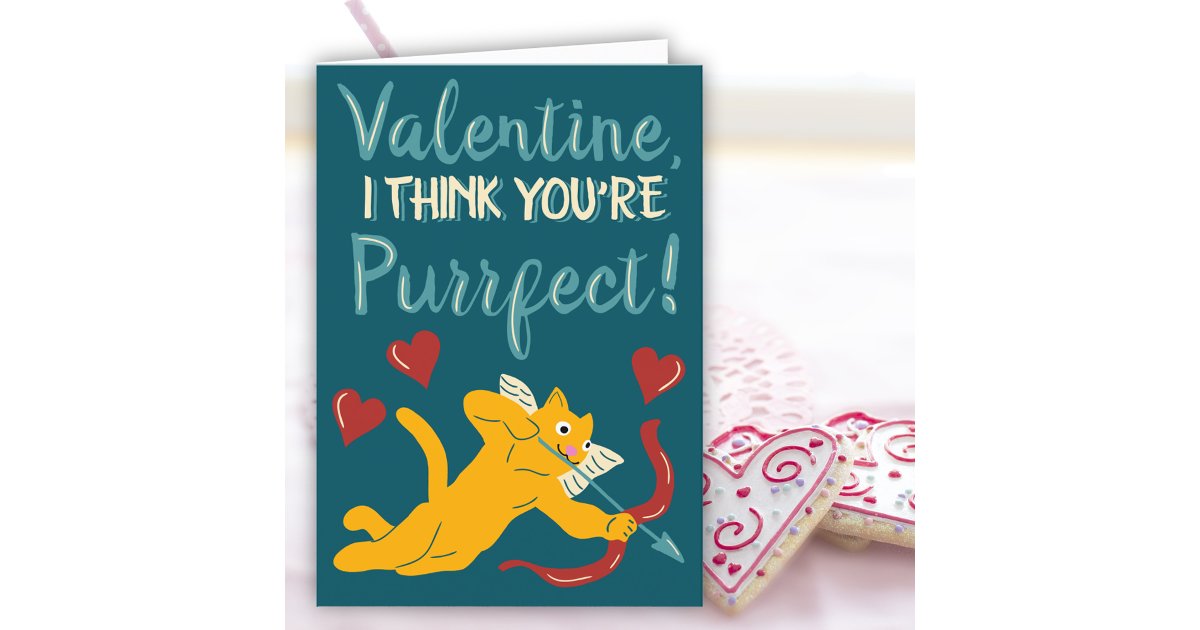 Valentine I Think You're Purrfect Cat Lovers Card | Zazzle