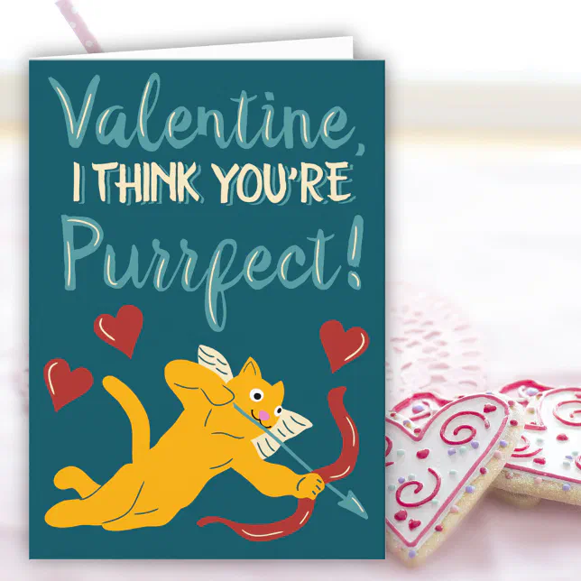 Valentine I Think You're Purrfect Cat Lovers Card | Zazzle