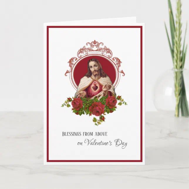 Valentine Jesus Catholic Religious Sacred Heart Holiday Card | Zazzle