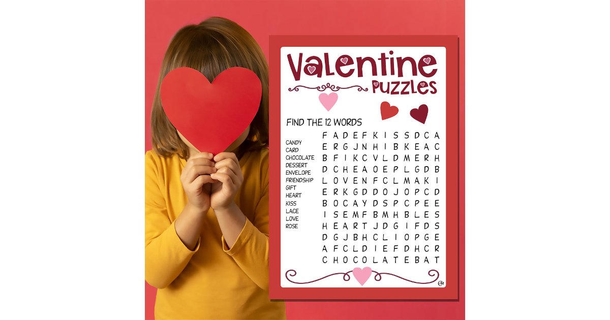 Valentine Kids Puzzles Activity Card | Zazzle