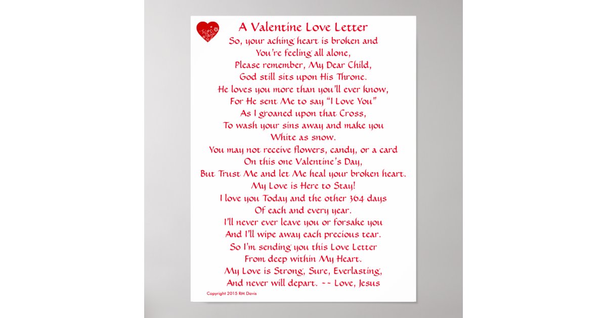 Valentine Love Letter Poster | Zazzle.com