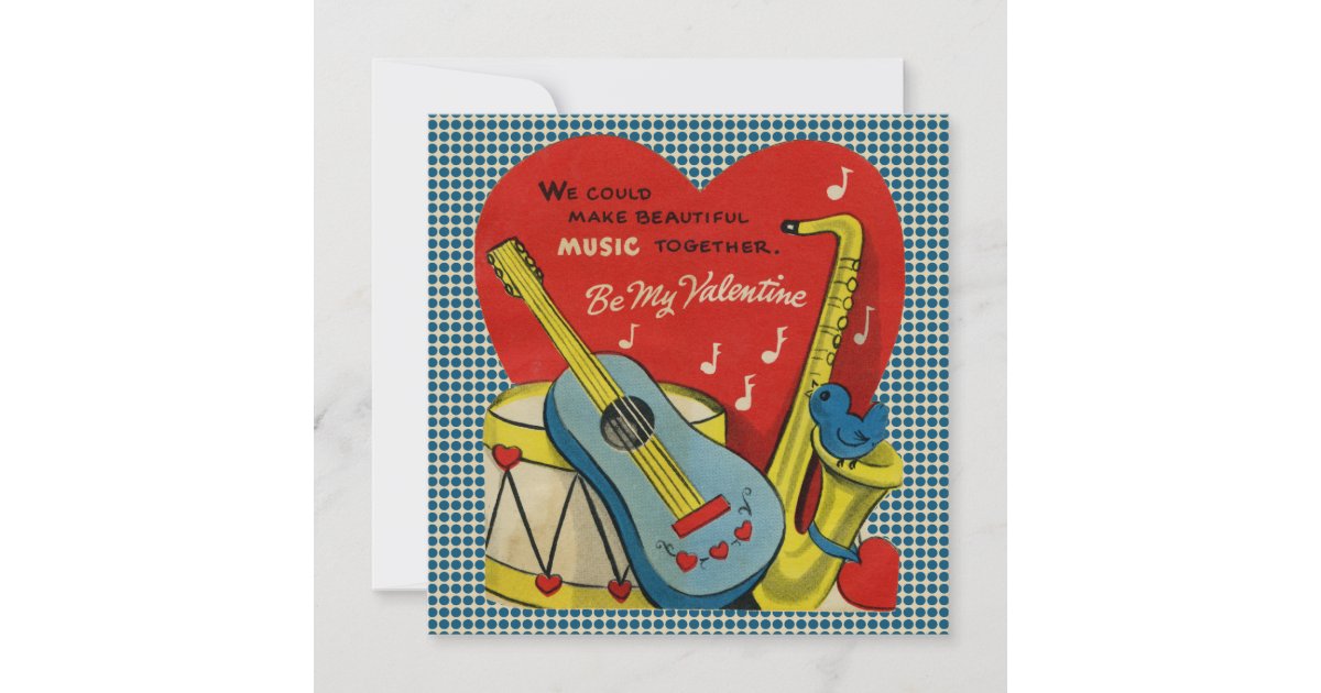 Valentine Music Together Instruments Holiday Card | Zazzle