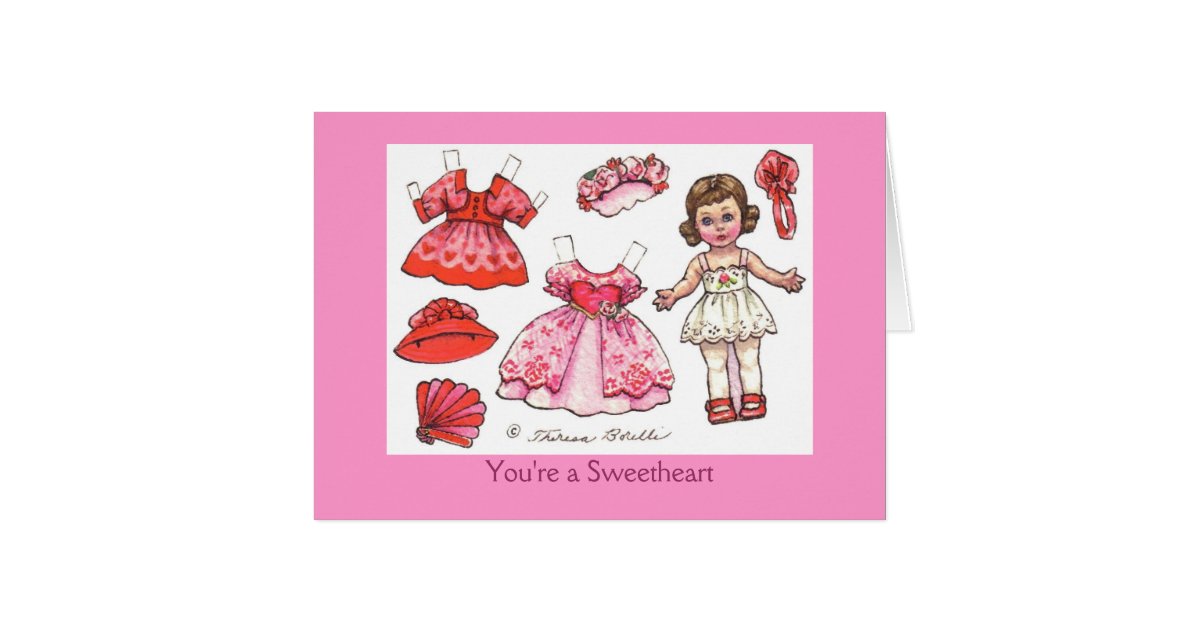 Valentine Paper Doll note card | Zazzle