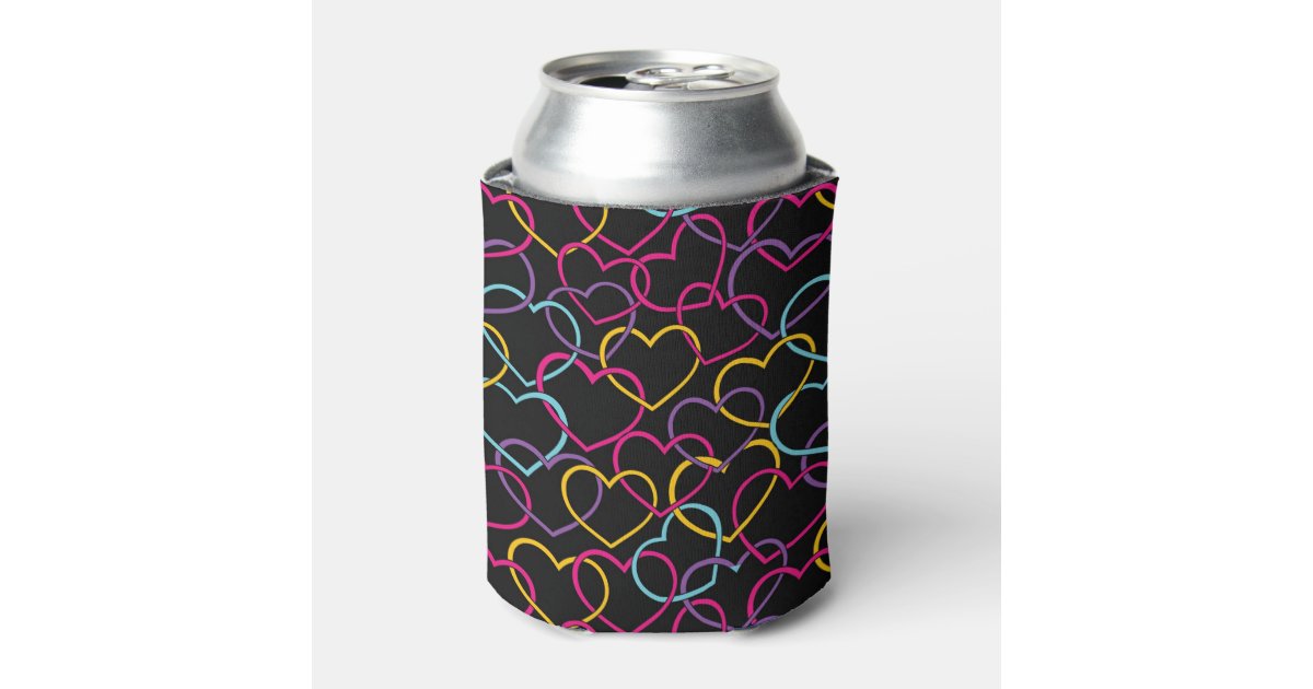 Valentine Pattern with Color Hearts Can Cooler | Zazzle