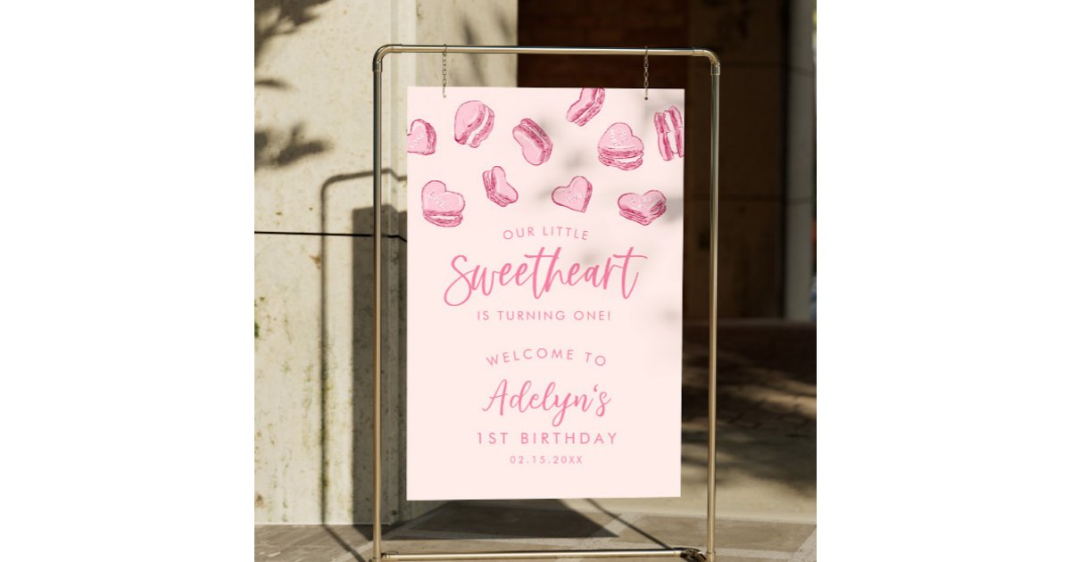 Valentine Pink Hearts Birthday Welcome Sign | Zazzle