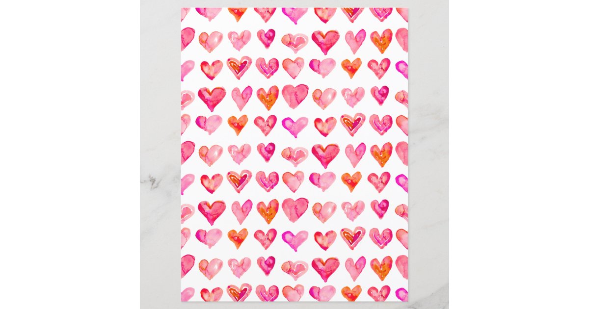 Valentine Pink Hearts Paper Sheet | Zazzle
