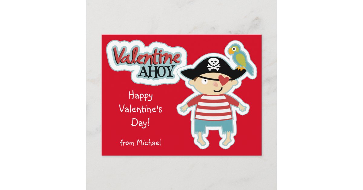 Valentine Pirate Ahoy Holiday Postcard | Zazzle