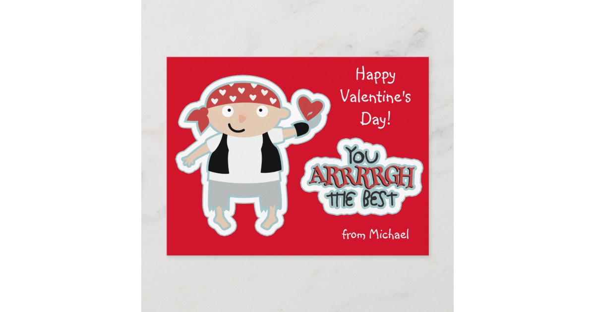 Valentine Pirate Heart Holiday Postcard | Zazzle