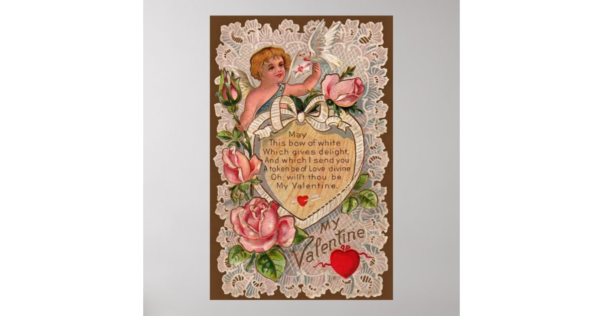 Valentine Poem With Lace Poster | Zazzle