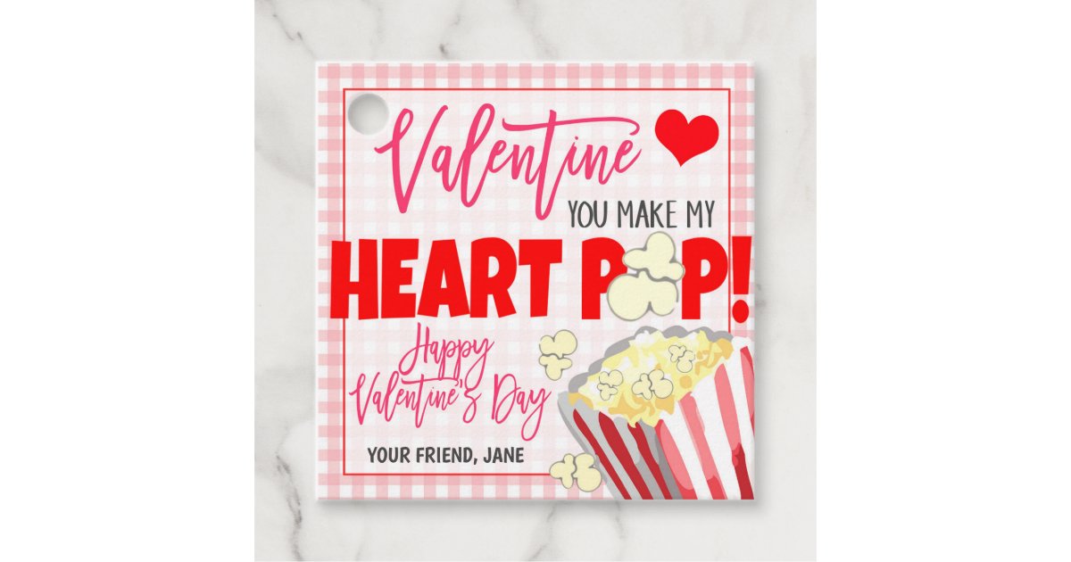 Valentine Popcorn Gift Tag | Zazzle